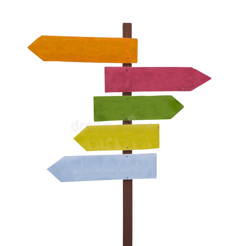 Wooden Arrow Sign Post or Road Signpost Isolated Stock Image - Image of ...