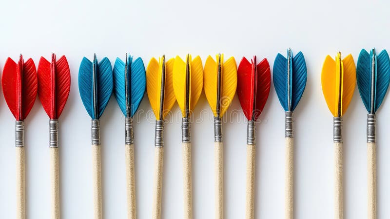 Colorful Arrows Aligned on White Background, Teamwork Concept, Business ...