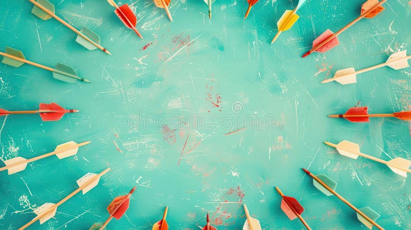 Colorful Arrows Arranged in a Circle on a Turquoise Background with ...
