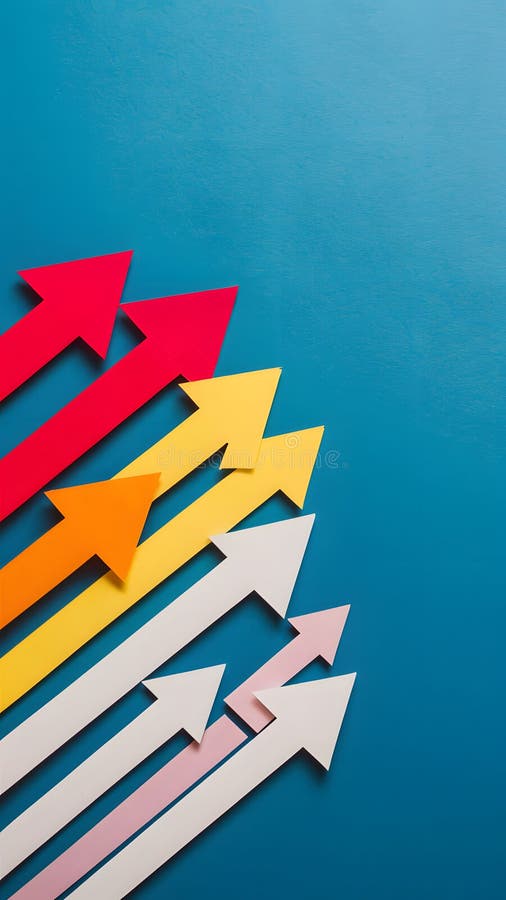 Colorful Arrows on Blue Background Symbolize Growth and Movement ...