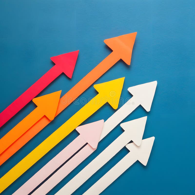Colorful Arrows on Blue Background Symbolize Growth and Movement ...