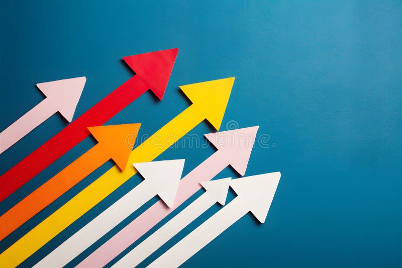 Colorful Arrows on Blue Background Symbolize Growth and Movement ...