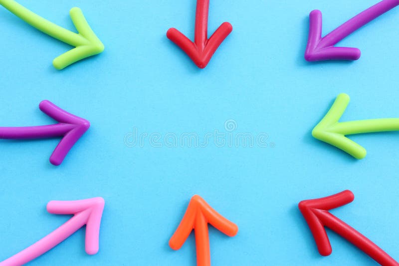 Colorful Arrows Creating Frame on Blue Background Stock Image - Image ...
