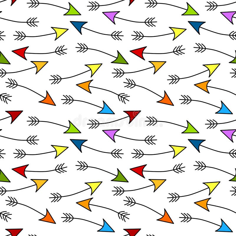 Colorful Arrows Flying Seamless Pattern Stock Illustration ...