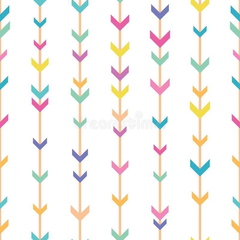 Colorful Arrows Geometric Vector Pattern, Seamless Repeat, Vertical ...