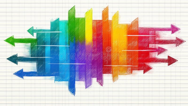 Colorful Arrows on Grid Background Stock Illustration - Illustration of ...