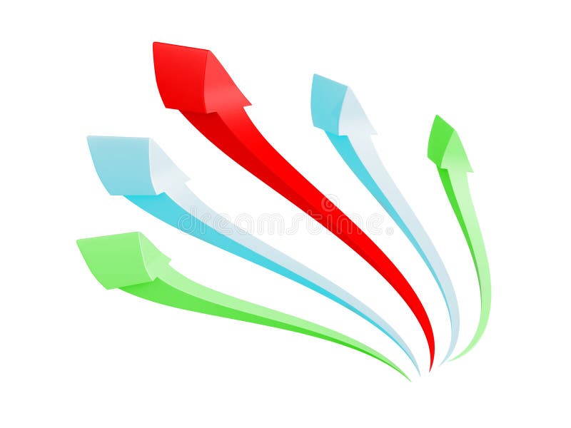 Colorful Arrows Group Rising Up on White Background Stock Illustration ...