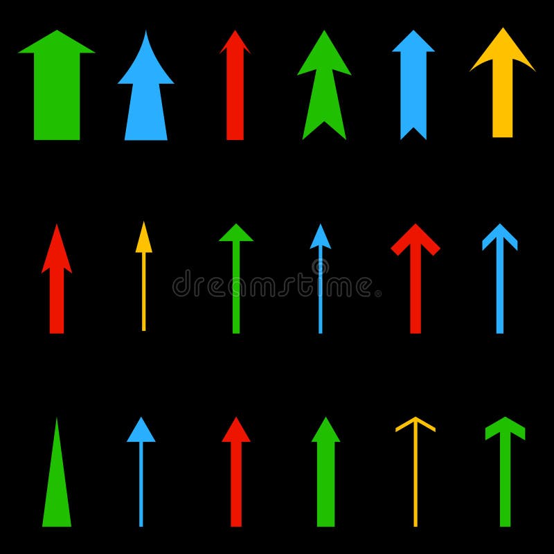 Colorful Arrows Icon. Multicolor Directional Shapes. Bright Vector ...