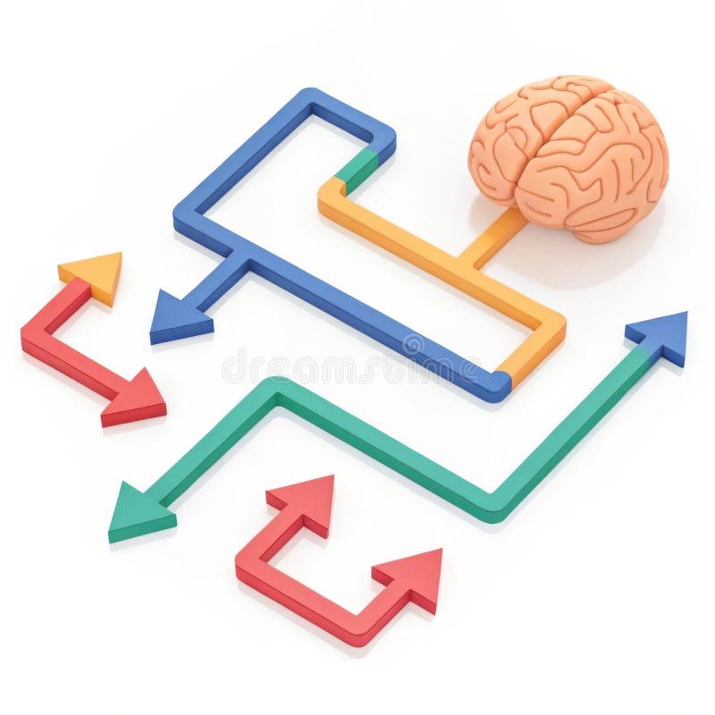 Colorful Arrows Intersect with a Brain, Symbolizing Cognitive Processes ...