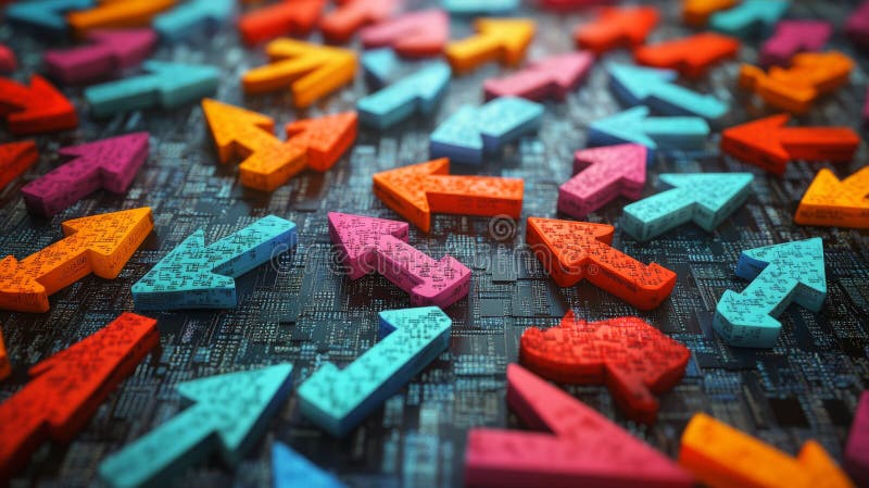 Colorful Arrows in Motion Representing Digital Transformation and ...