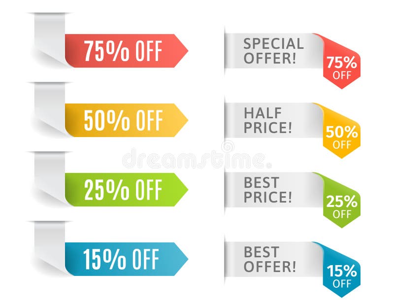 Colorful Arrows with Offer and Price Tags. Vector Illustration Stock ...