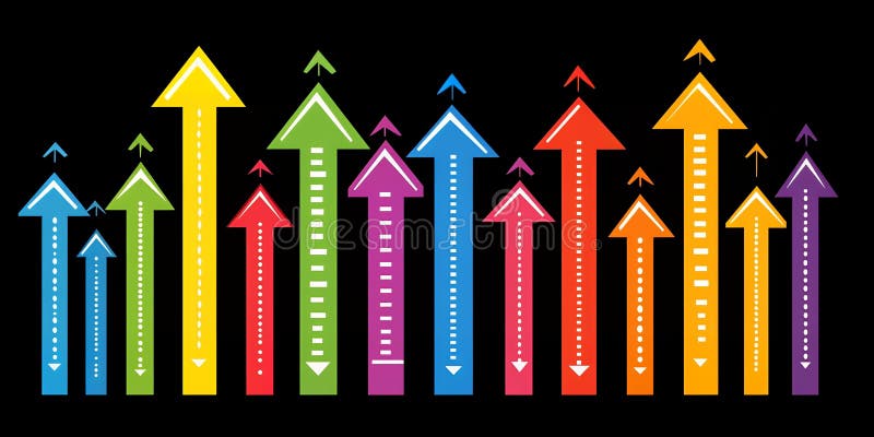 Colorful arrows point up stock illustration. Illustration of pointing ...