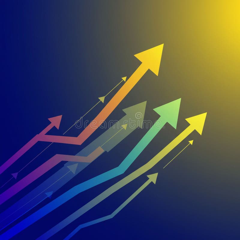 Colorful Arrows Point Upward on a Gradient Background Transitioning ...