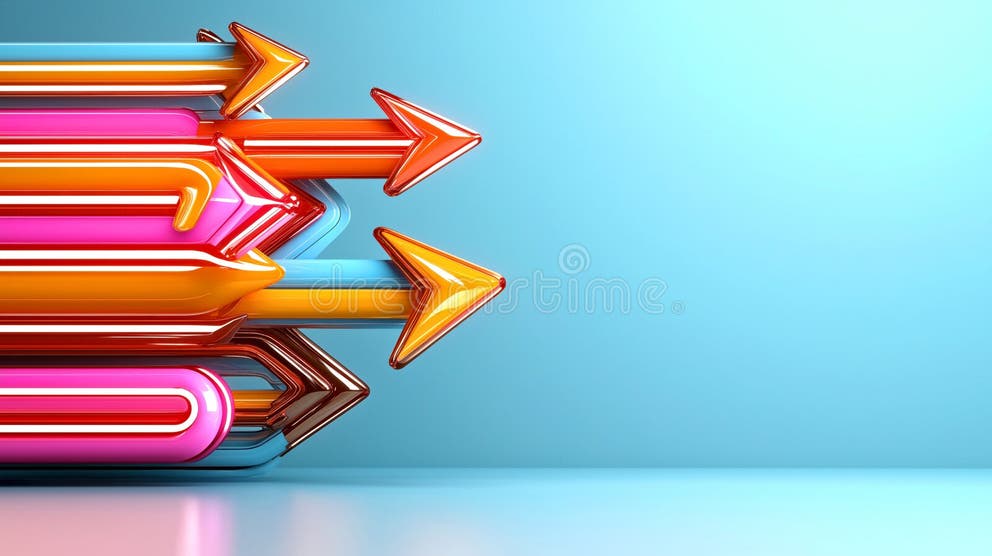 Colorful Arrows Pointing Right on Blue Background - Direction, Progress ...