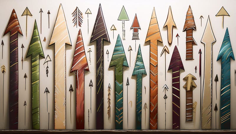 Colorful Arrows Pointing Upwards, Various Patterns and Shapes ...