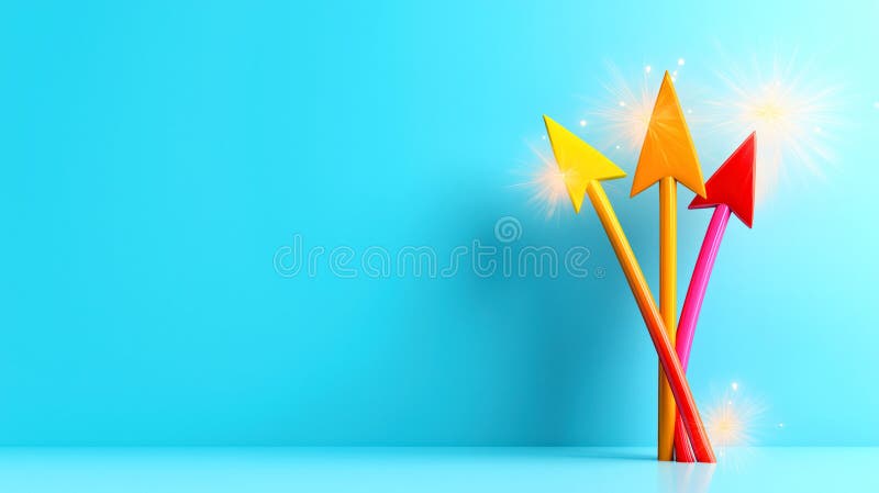 Colorful Arrows Pointing Upwards on a Vibrant Blue Background with ...