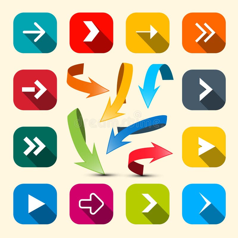 Colorful Arrows Set. Vector Arrow Icon Stock Vector - Illustration of ...
