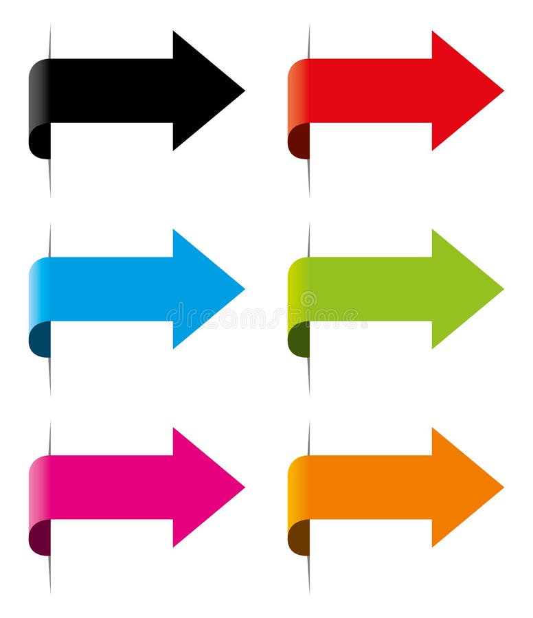 Colorful Arrows with Shadow on White Background. Vector Set Stock ...