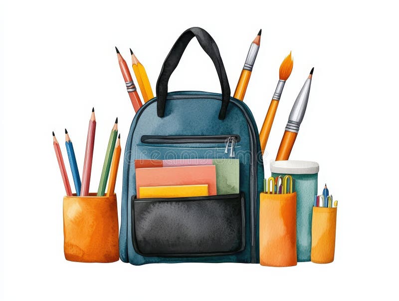 A Colorful Art Backpack Surrounded by Various Drawing Tools Perfect for ...