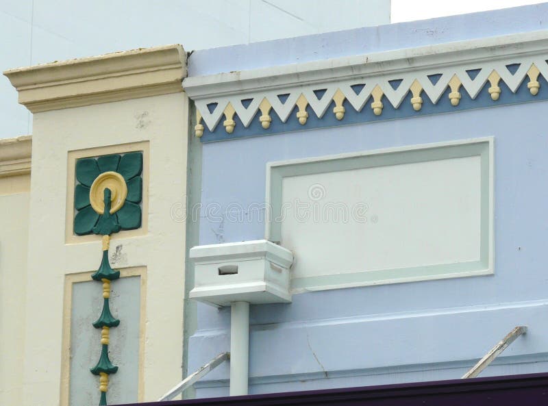Colorful Art Deco Features on a Building Exterior Stock Photo - Image ...