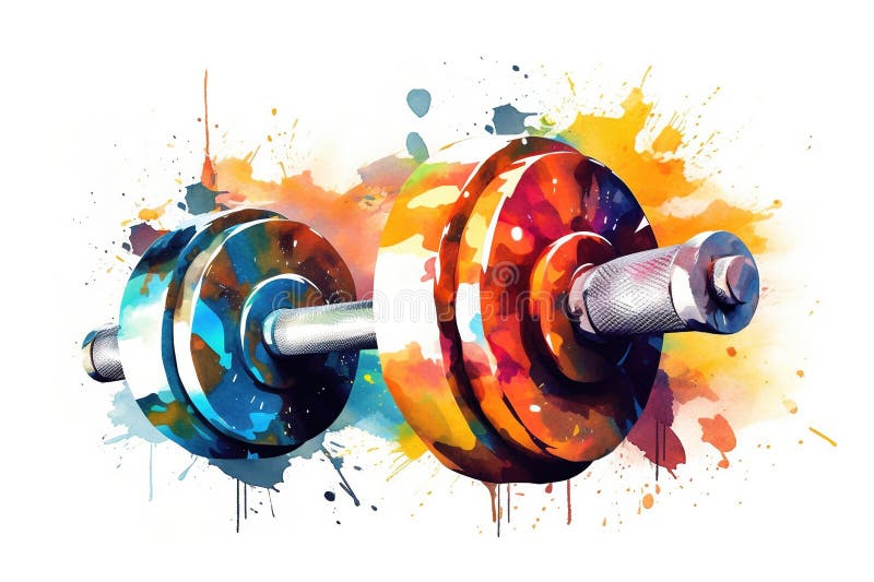 Colorful Art Dumbbell. Generative AI Stock Illustration - Illustration ...