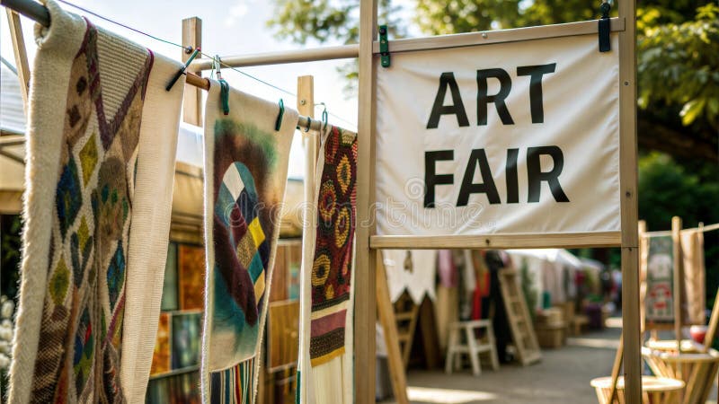 Colorful Art Fair Banner with Handmade Crafts Stock Illustration ...