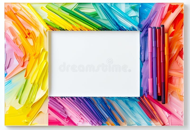 Colorful Art Frame Surrounded by Vibrant Markers Creates a Joyful ...
