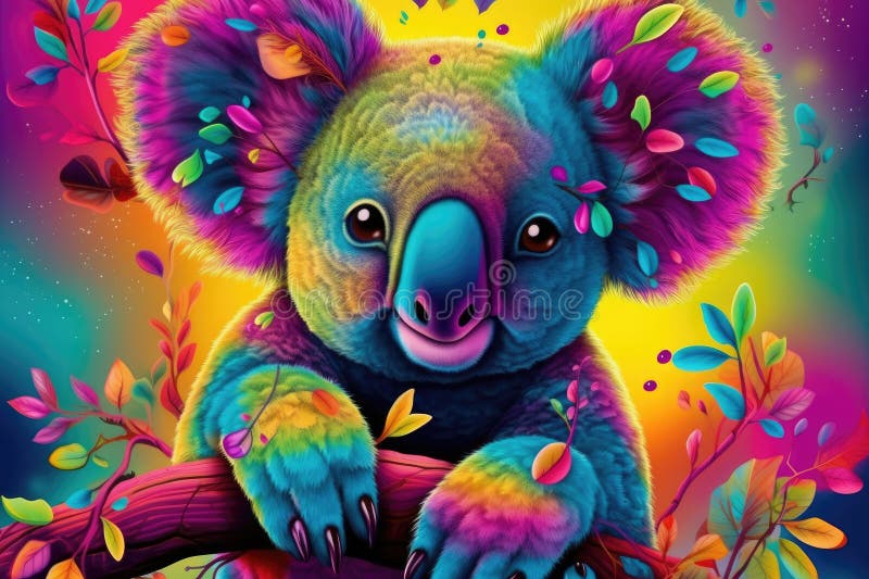The Colorful Art of Koala Bear Stock Illustration - Illustration of ...