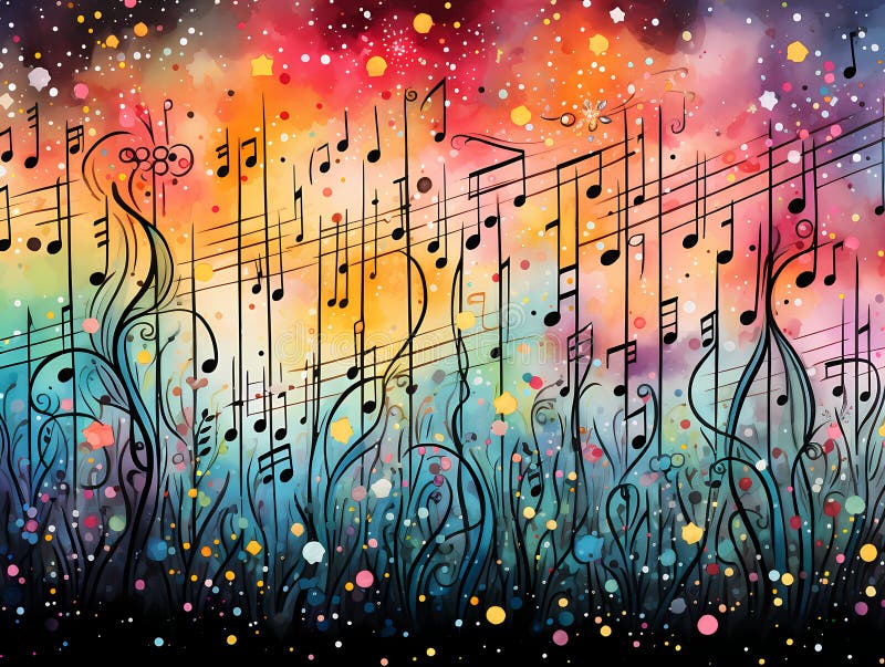 A Colorful Art of Music Notes Stock Illustration - Illustration of ...