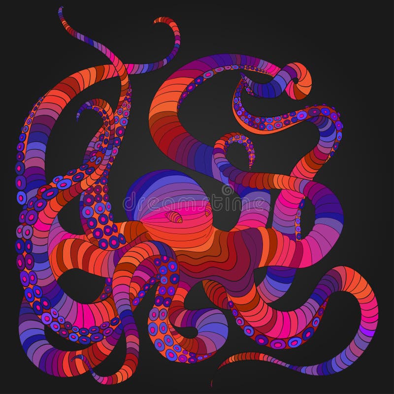 Colorful art octopus stock vector. Illustration of abstract - 52837936