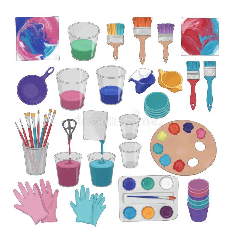 Painting Tools Pattern. Art Craft Seamless Texture with Paint or ...