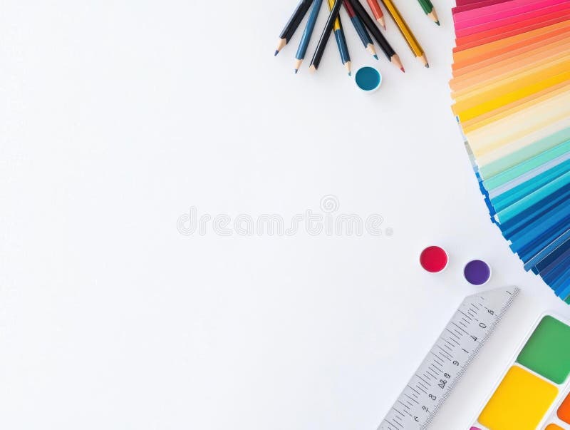 Colorful Art Supplies on White Background Stock Photo - Image of bright ...