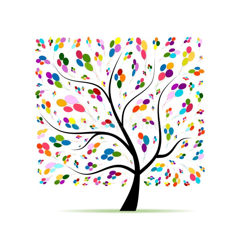 Colorful Art Tree for Your Design Stock Vector - Illustration of bush ...