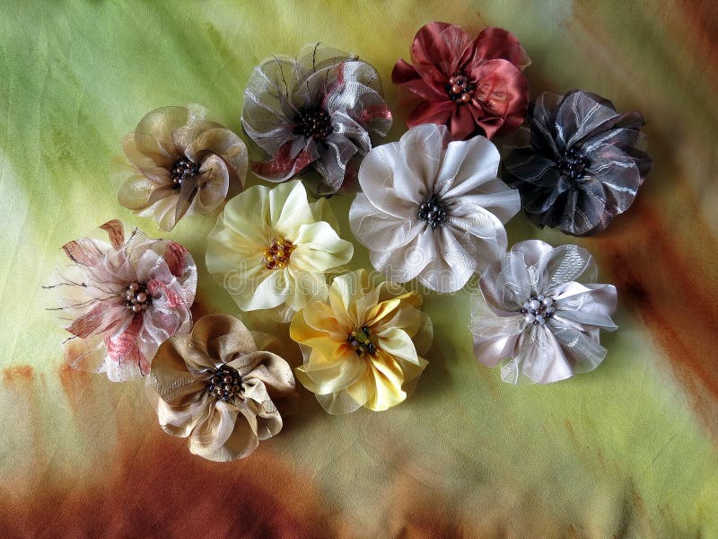 Colorful Artificial Fabric Flowers Stock Image - Image of hand, create ...