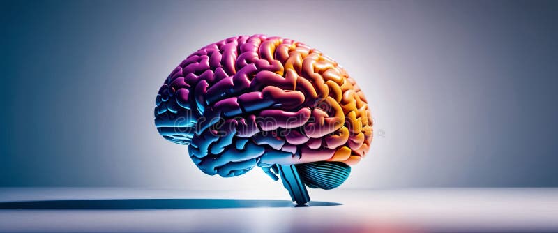 Colorful Artificial Intelligence Brain Model Table. Features Variety ...