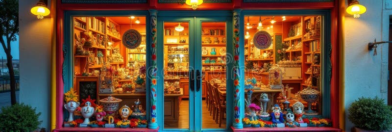 Colorful Artisan Shopfront Displaying Traditional Handcrafted Pottery ...