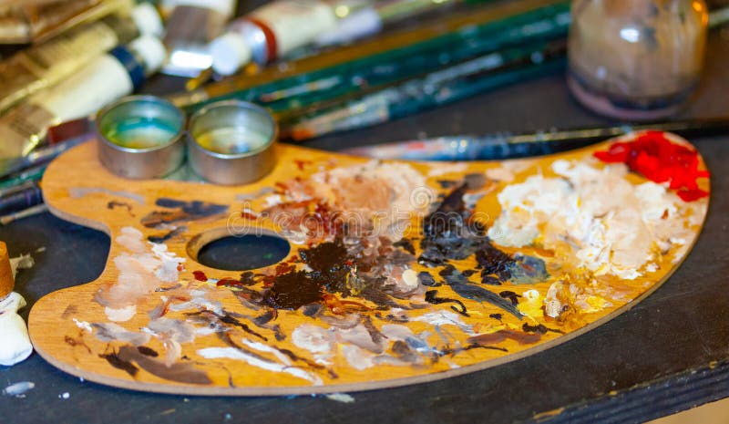 Colorful Artist Palette with Many Different Colors Stock Image - Image of palette, green: 197220099