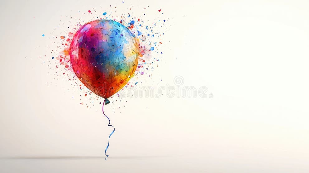 Colorful Artistic Balloon Exploding with Vivid Paint Splashes and ...