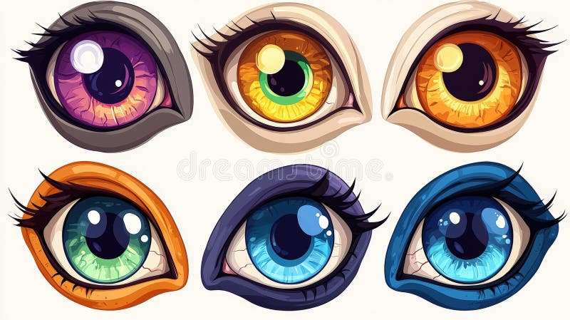 Colorful and Artistic Collection of Various Eye Designs Illustrating ...