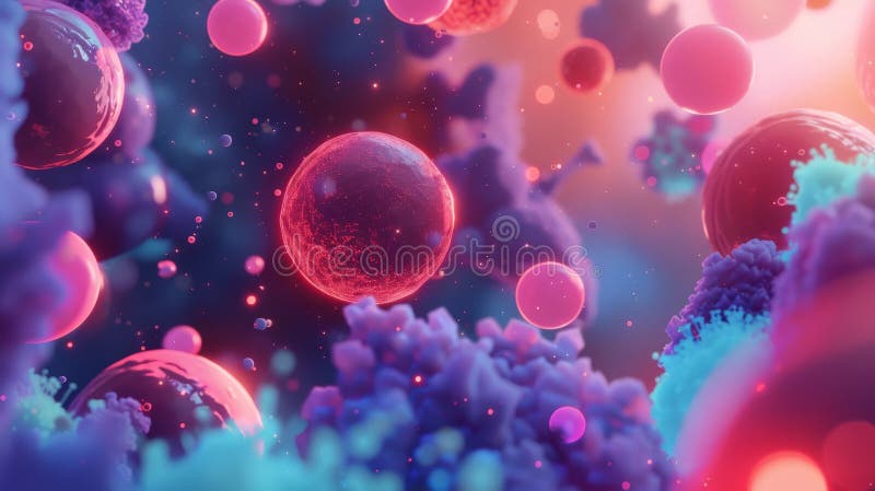 Colorful Artistic Depiction of Microscopic Cells in Abstract Digital ...