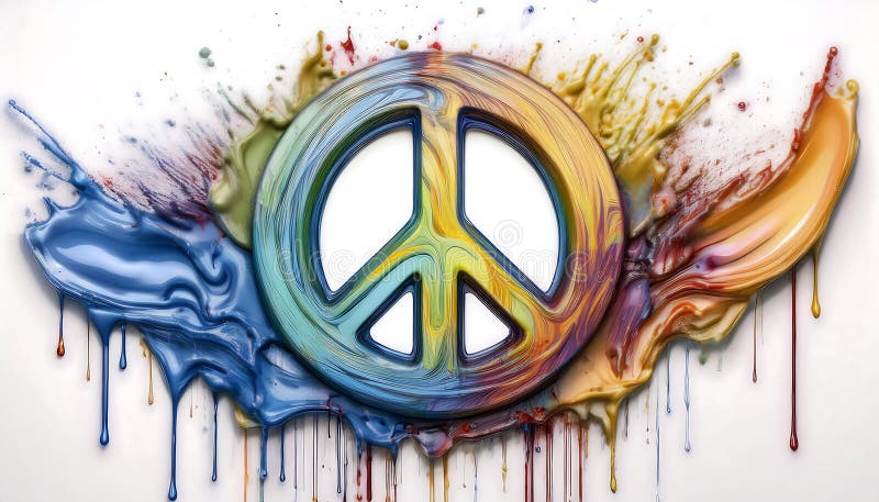 Colorful Artistic Interpretation of Peace Symbol with Dripping Paint ...