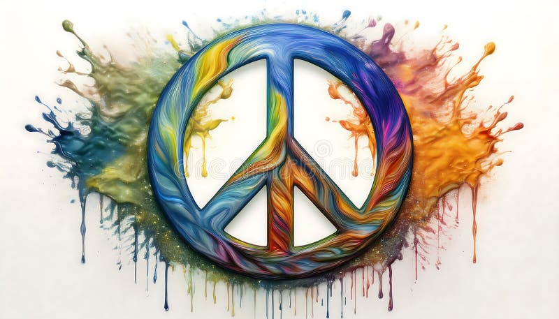 Colorful Artistic Interpretation of a Peace Symbol with Vibrant Paint ...