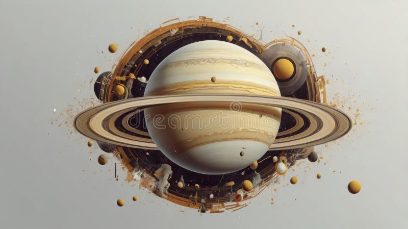 Colorful Artistic Interpretation of Saturn Stock Illustration ...