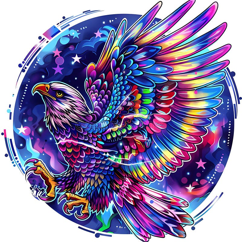 Colorful Artistic Mandala with Vibrant Bird Design Stock Illustration ...