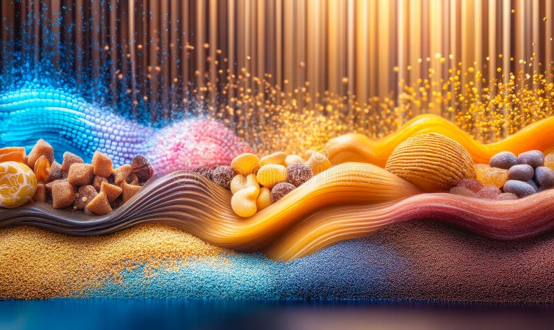 Colorful Artistic Overhead Display of Vibrant Elements Stock Photo ...