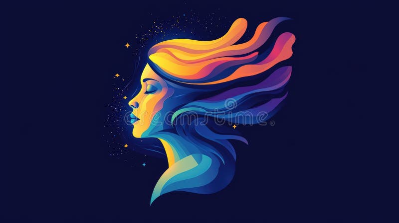 Colorful Artistic Profile of a Woman Stock Illustration - Illustration ...