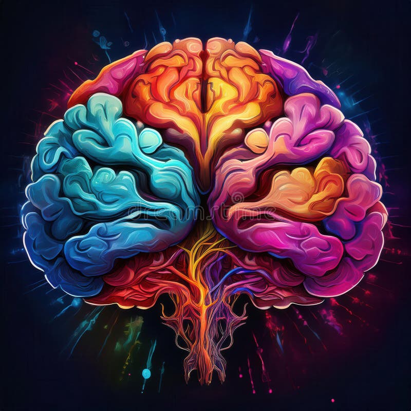 Colorful Artistic Representation of a Brain Highlighting Creativity and ...
