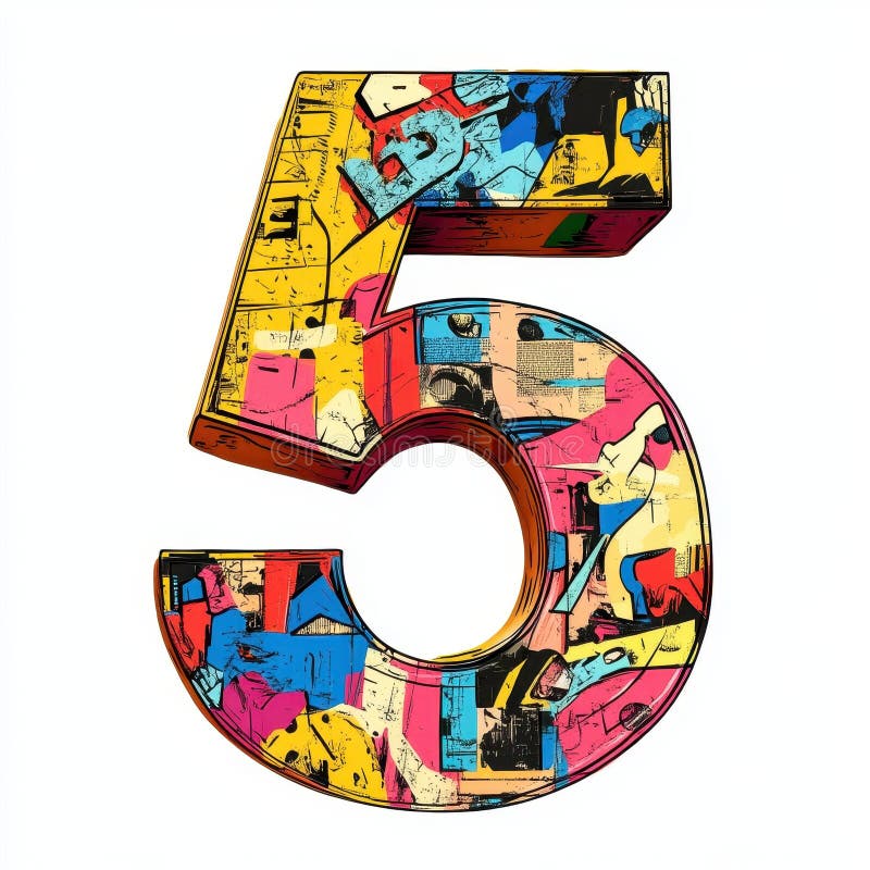 A Colorful, Artistic Representation of the Number Five, Featuring ...