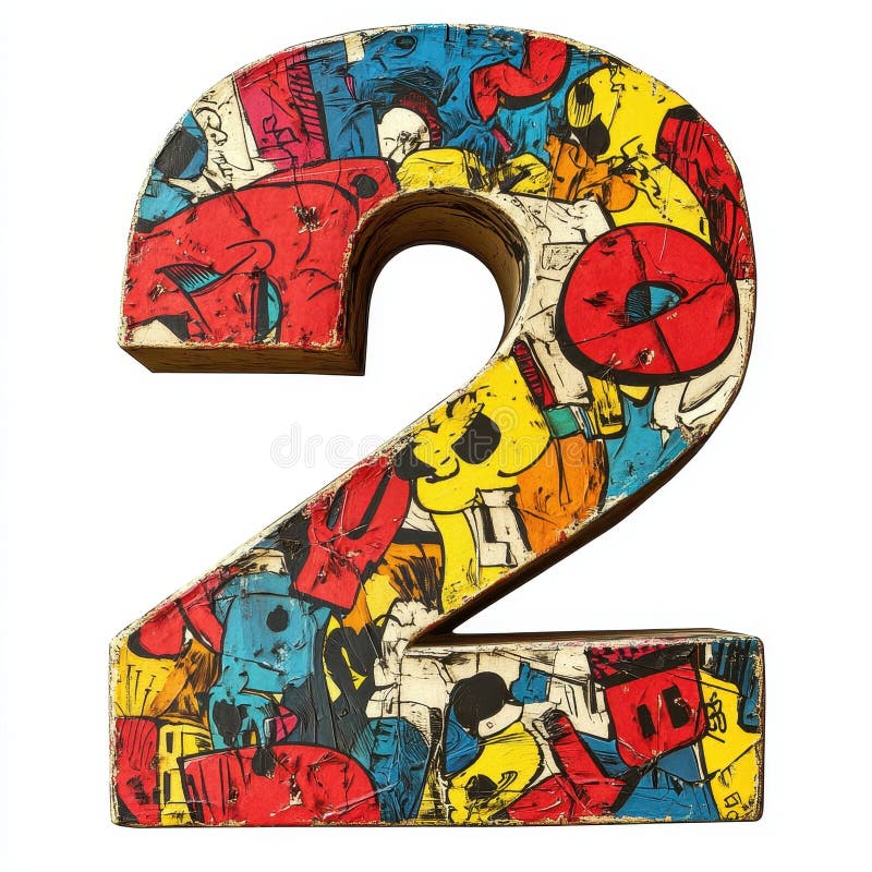 A Colorful, Artistic Representation of the Number Two, Featuring ...
