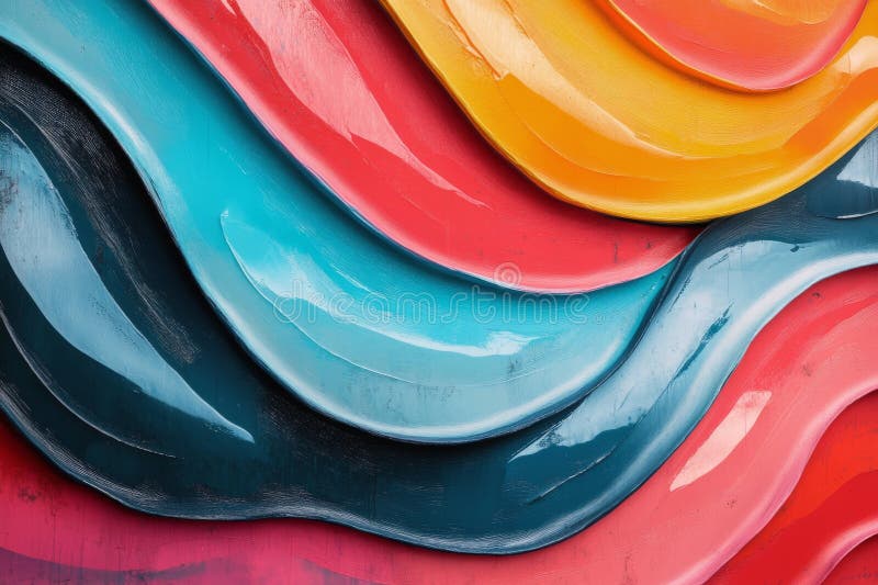 Colorful Artistic Waves of Paint Create a Vibrant Texture on a Wall ...